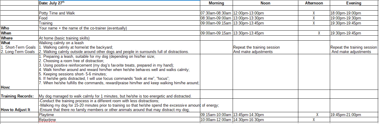 Dog Training How To Make A Training Plan Including Template